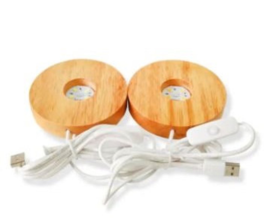 LED Wooden Base Stand Light With Remote for Crystal Spheres RGB ...