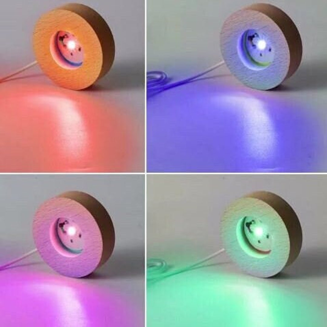 LED Wooden Base Stand Light With Remote for Crystal Spheres | RGB ...