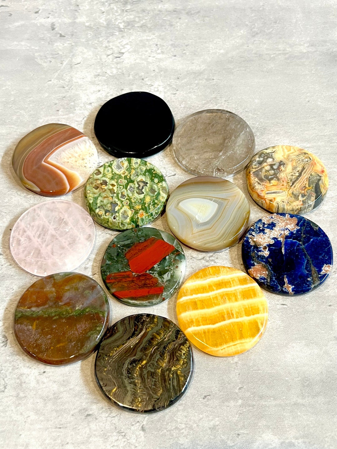 YOGA & MEDITATION Flat Stones | Custom-made | Palm Stone X Worry Stone ...