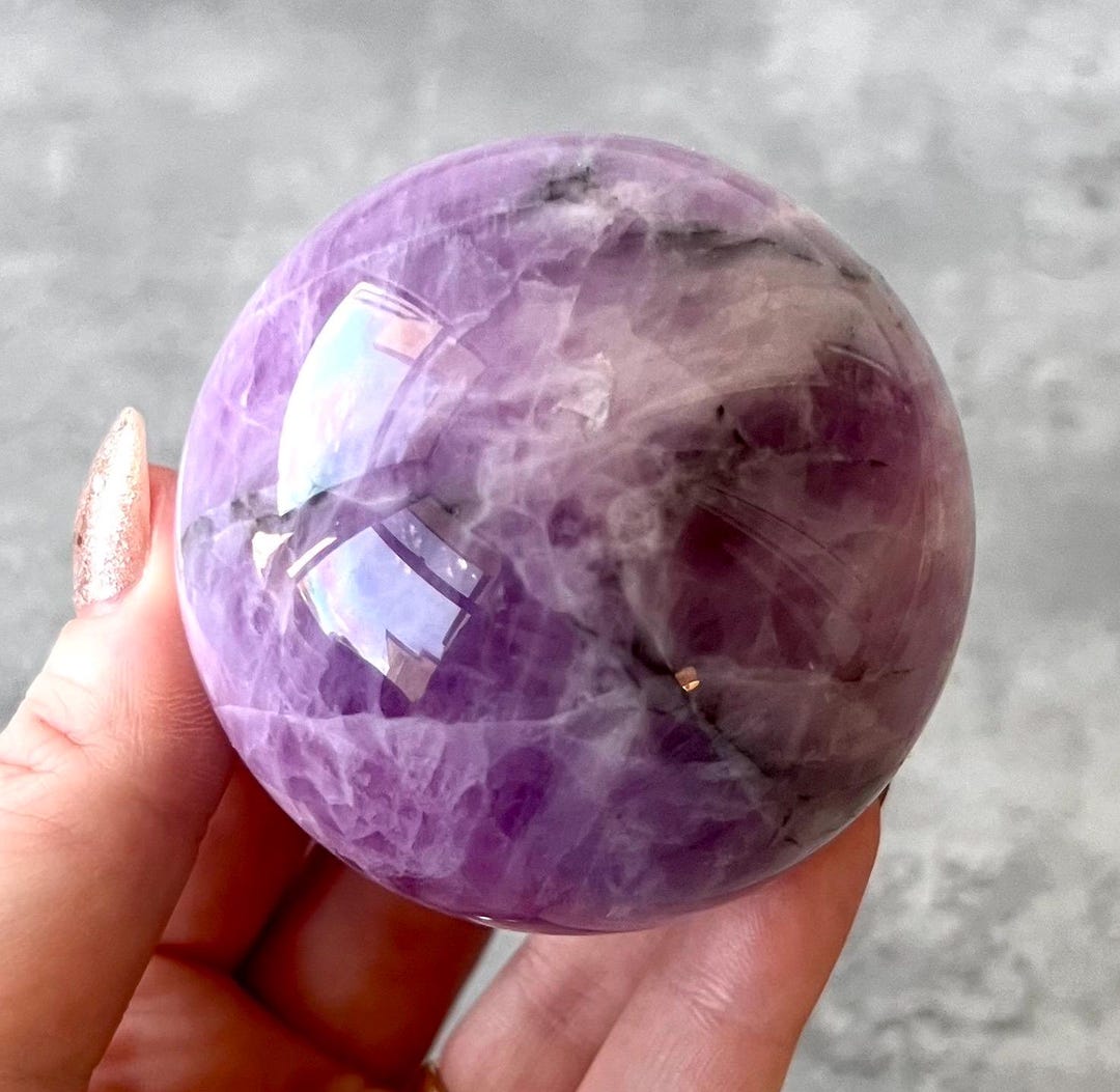 A+ LARGE Kunzite Sphere With Beautiful Cat-eye Chatoyancy 456g ...