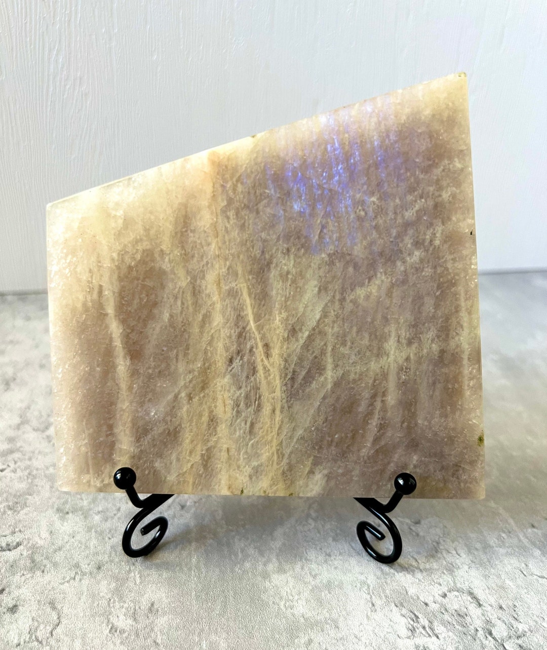 BLUE & GOLD Flash Moonstone Slab With Stand 476g | Natural Genuine ...