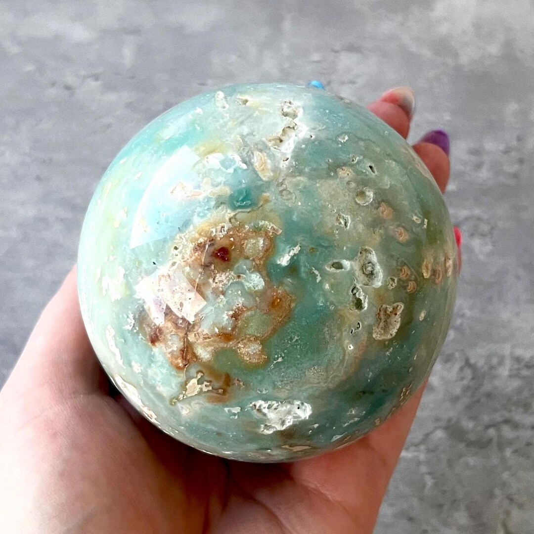 XL CARIBBEAN Calcite Sphere With Natural Raw Inclusions 955g | Natural ...