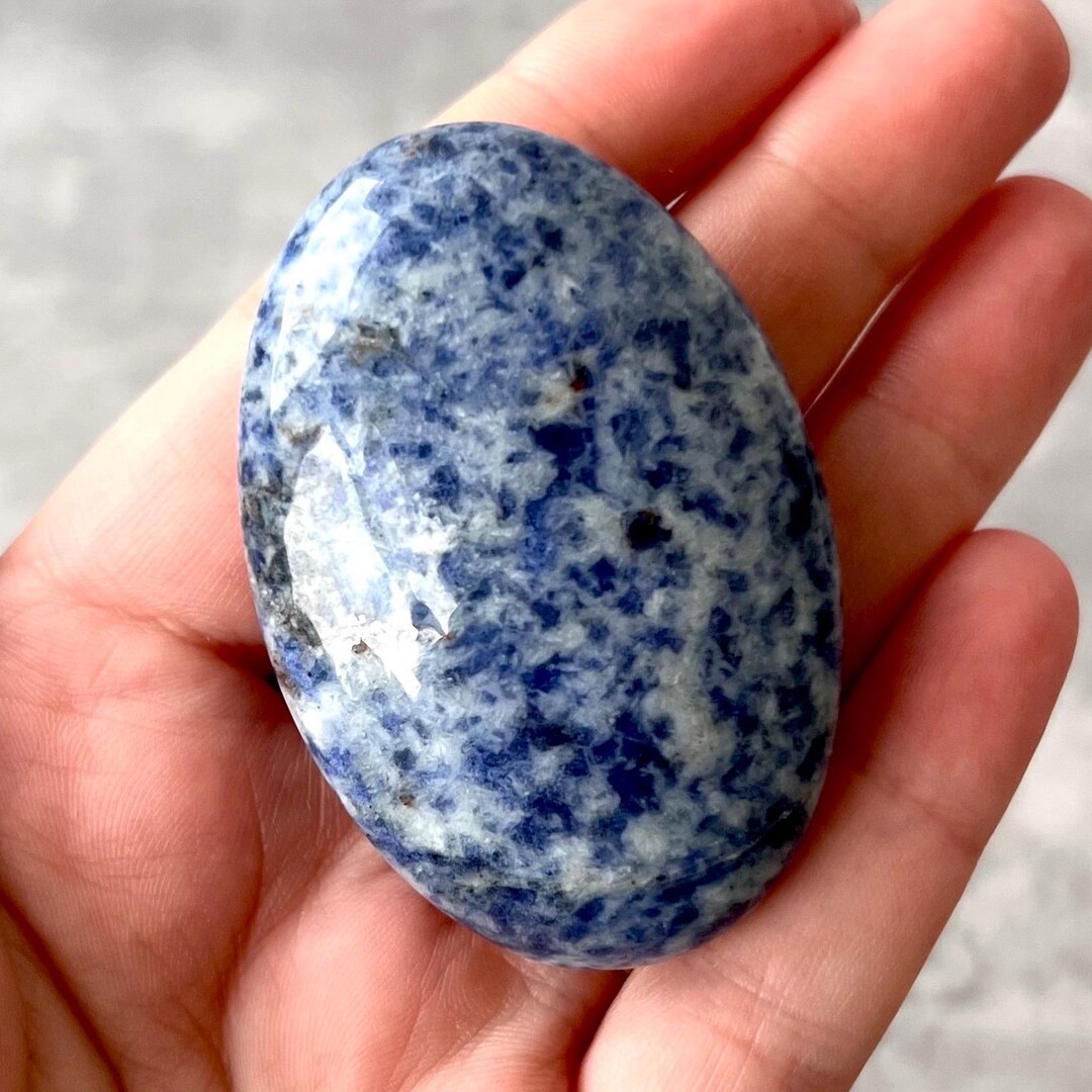 BLUE Spot Jasper Palm Stone 68g | Natural Genuine Crystal | Hand-picked ...