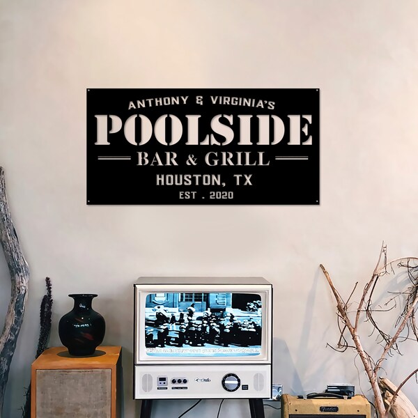 Metal Poolside Bar Sign - Etsy