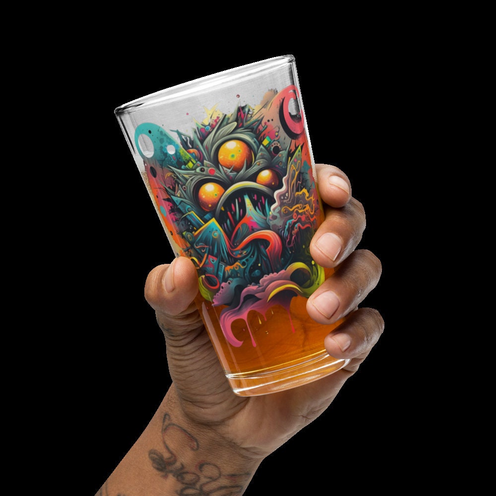 Acid Trip Monster Glass Cup 16 Oz Monster Cup Acid Monster Cups Trippy ...