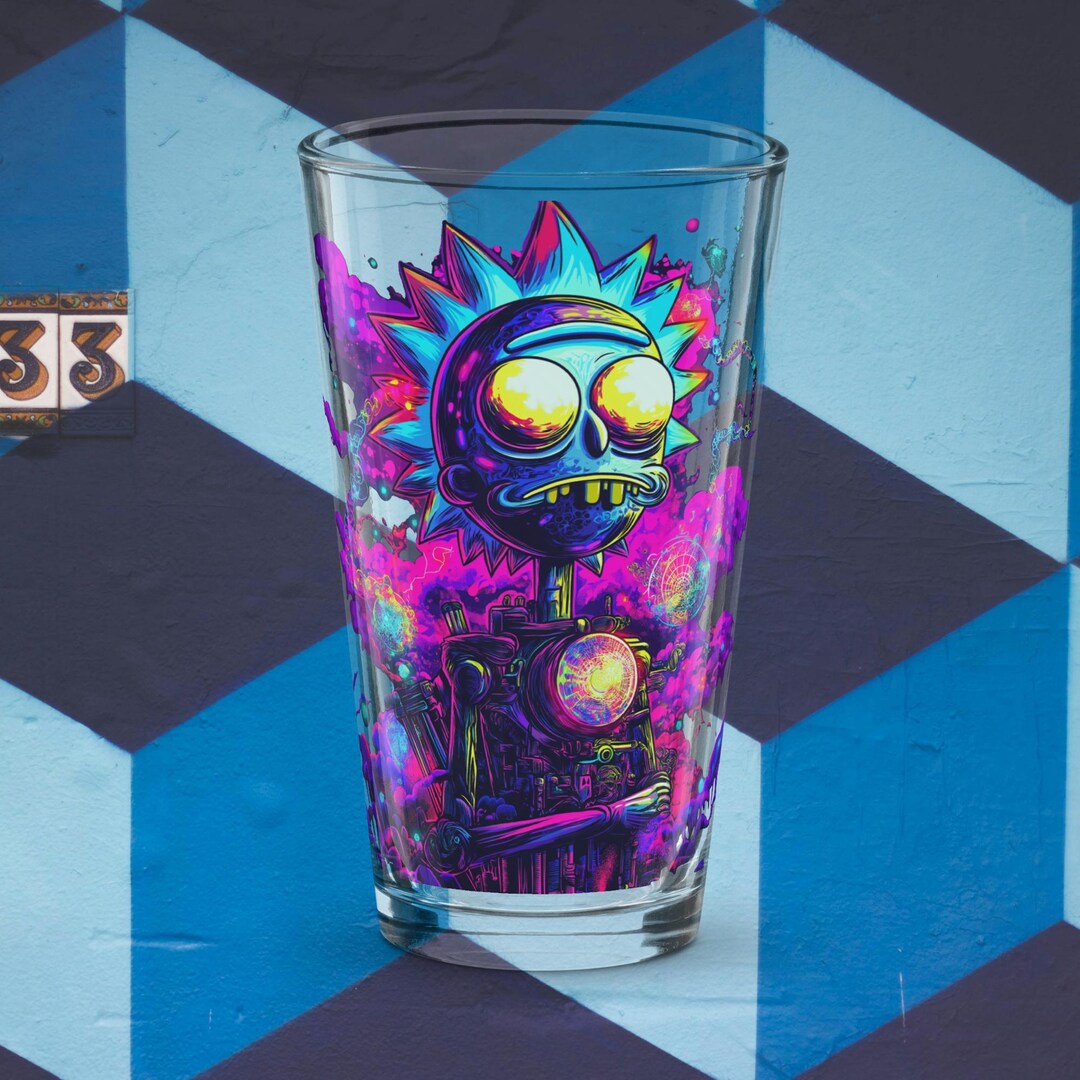 Mech Rick Glass Cup | Rick and Morty Cup | Mech Rick | Glass Cups - Etsy