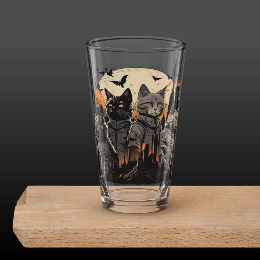 4 Cat Man of the Apocalypse Glass Cup | Cat Cup | Cool Cat Cups | Cat ...