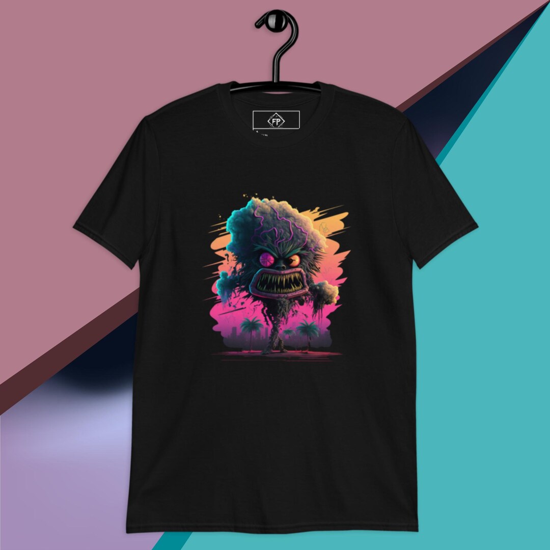 Weed Monster in Miami Shirt Weed Monster Synthwave Miami Weed Cool ...