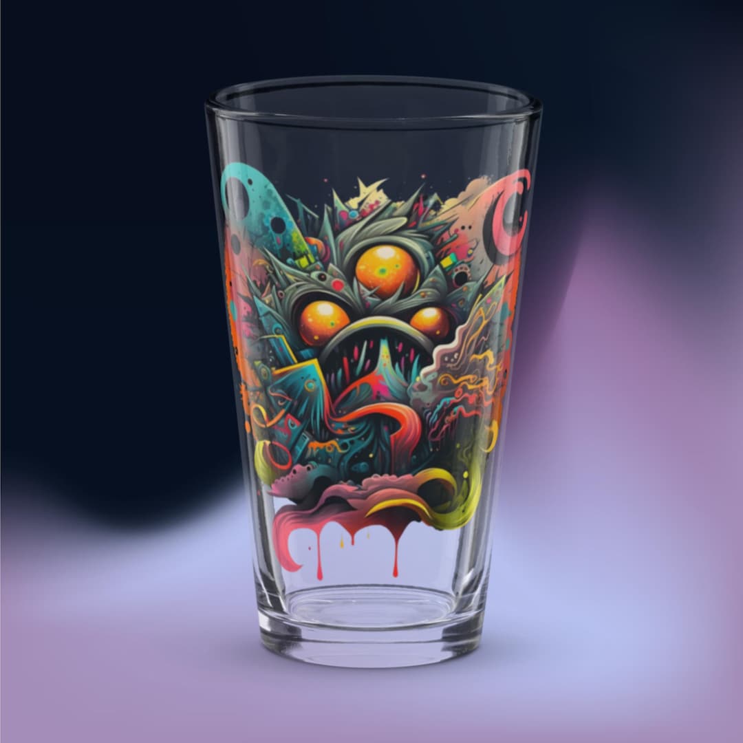 Acid Trip Monster Glass Cup 16 Oz Monster Cup Acid Monster Cups Trippy ...