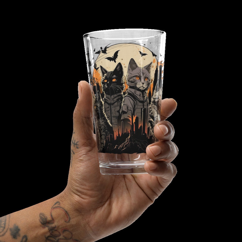 4 Cat Man of the Apocalypse Glass Cup Cat Cup Cool Cat Cups Cat Art ...