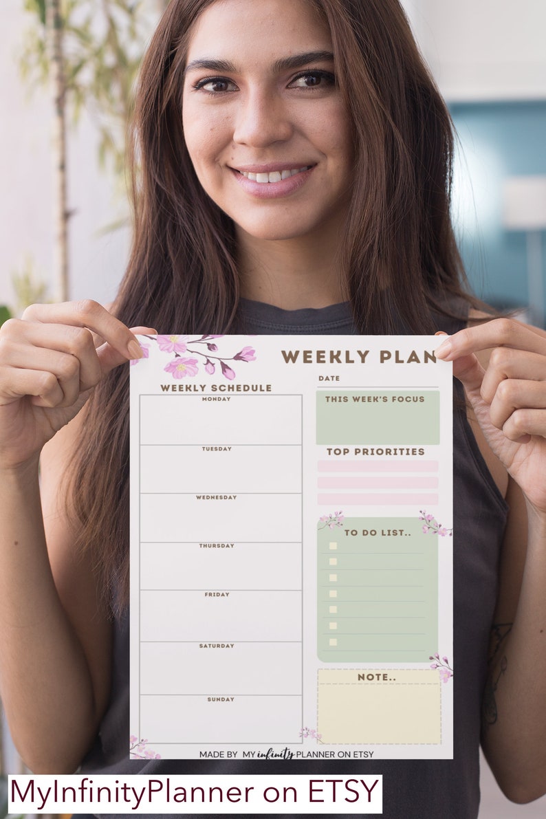 Digital Spring Cherry Blossom Planner, Daily, Weekly, Monthly Planner ...