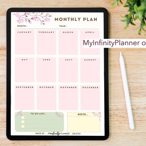 Digital Spring Cherry Blossom Planner, Daily, Weekly, Monthly Planner ...