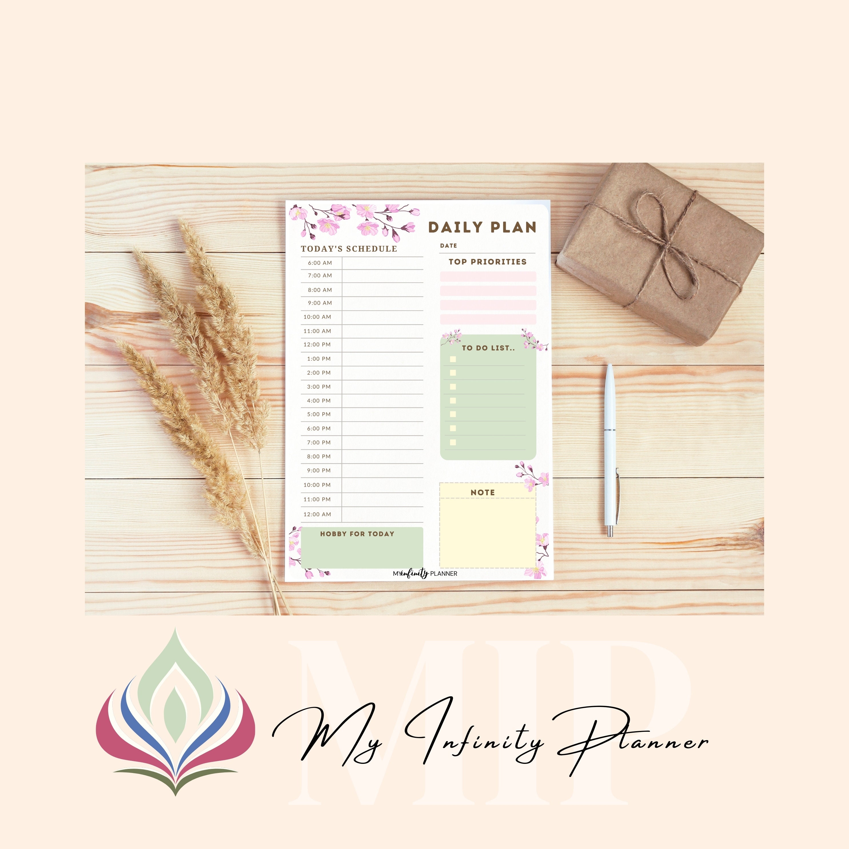 Digital Spring Cherry Blossom Planner, Daily, Weekly, Monthly Planner ...