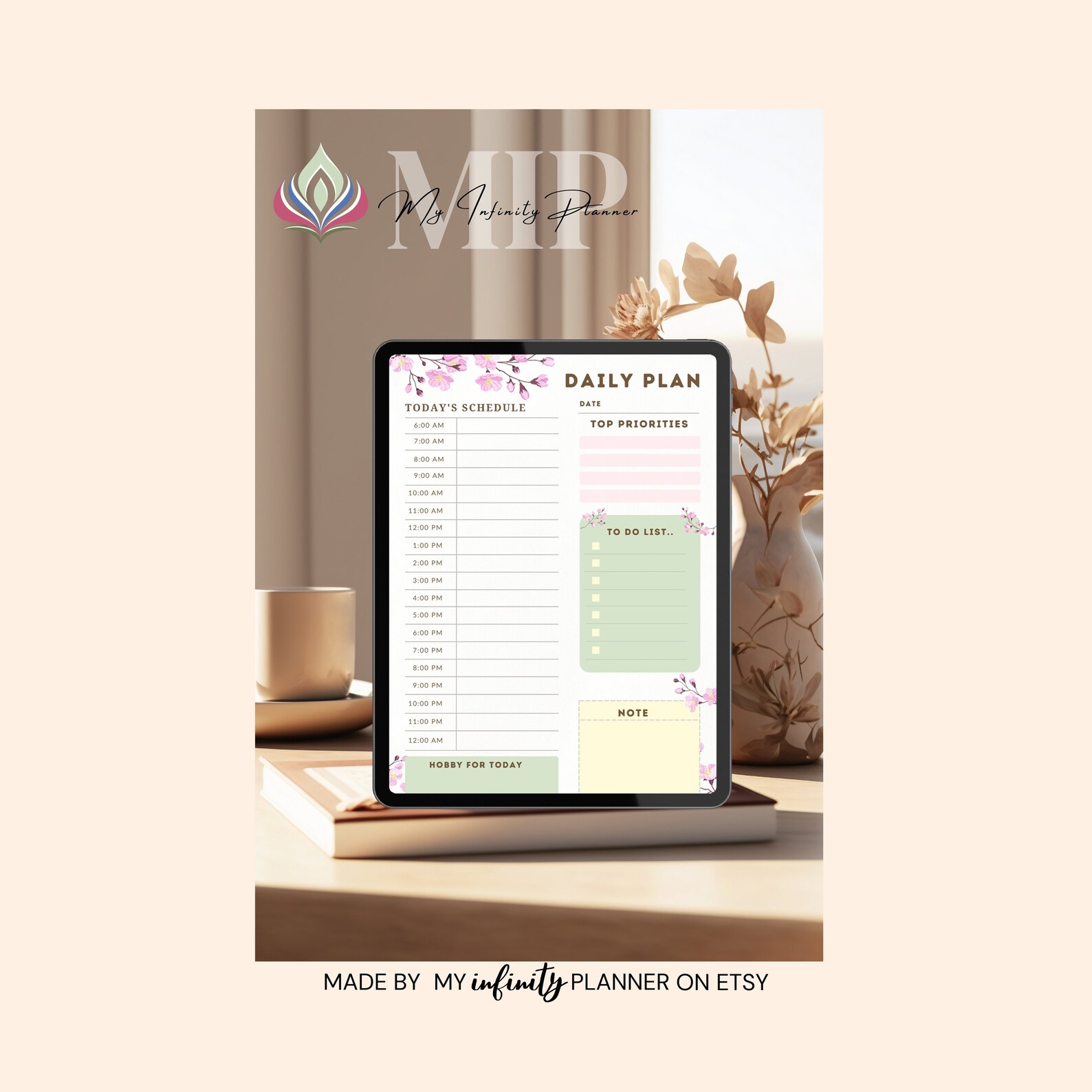 Digital Spring Cherry Blossom Planner, Daily, Weekly, Monthly Planner ...