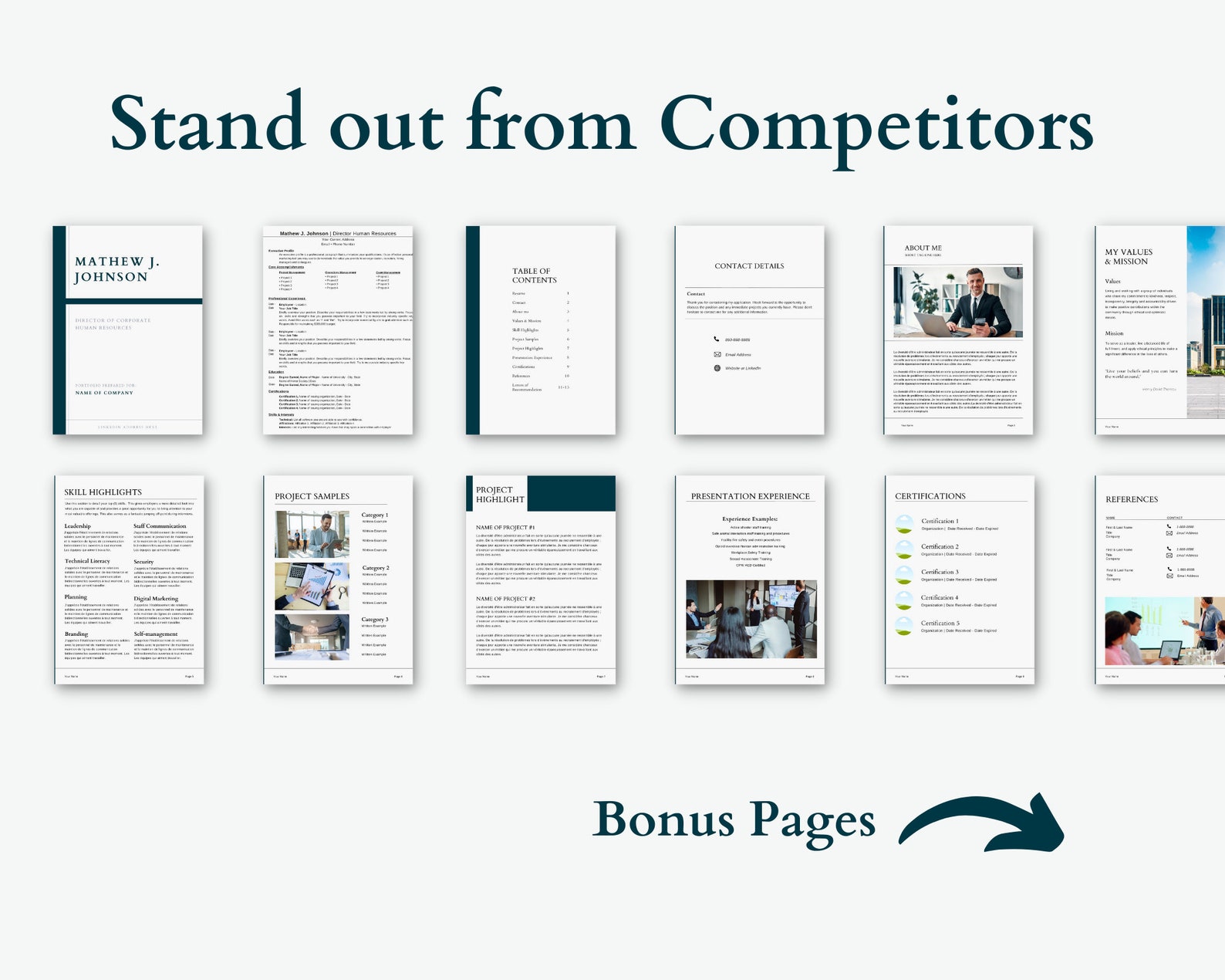 Executive Portfolio Template Canva, Professional Resume and Cover Letter, Career Portfolio ...