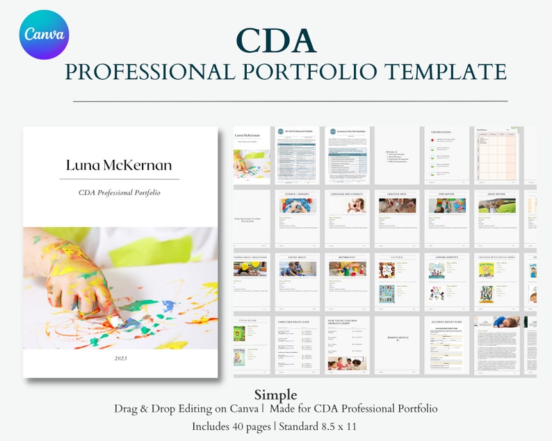 CDA Professional Portfolio Template, Canva Template, Child Development ...
