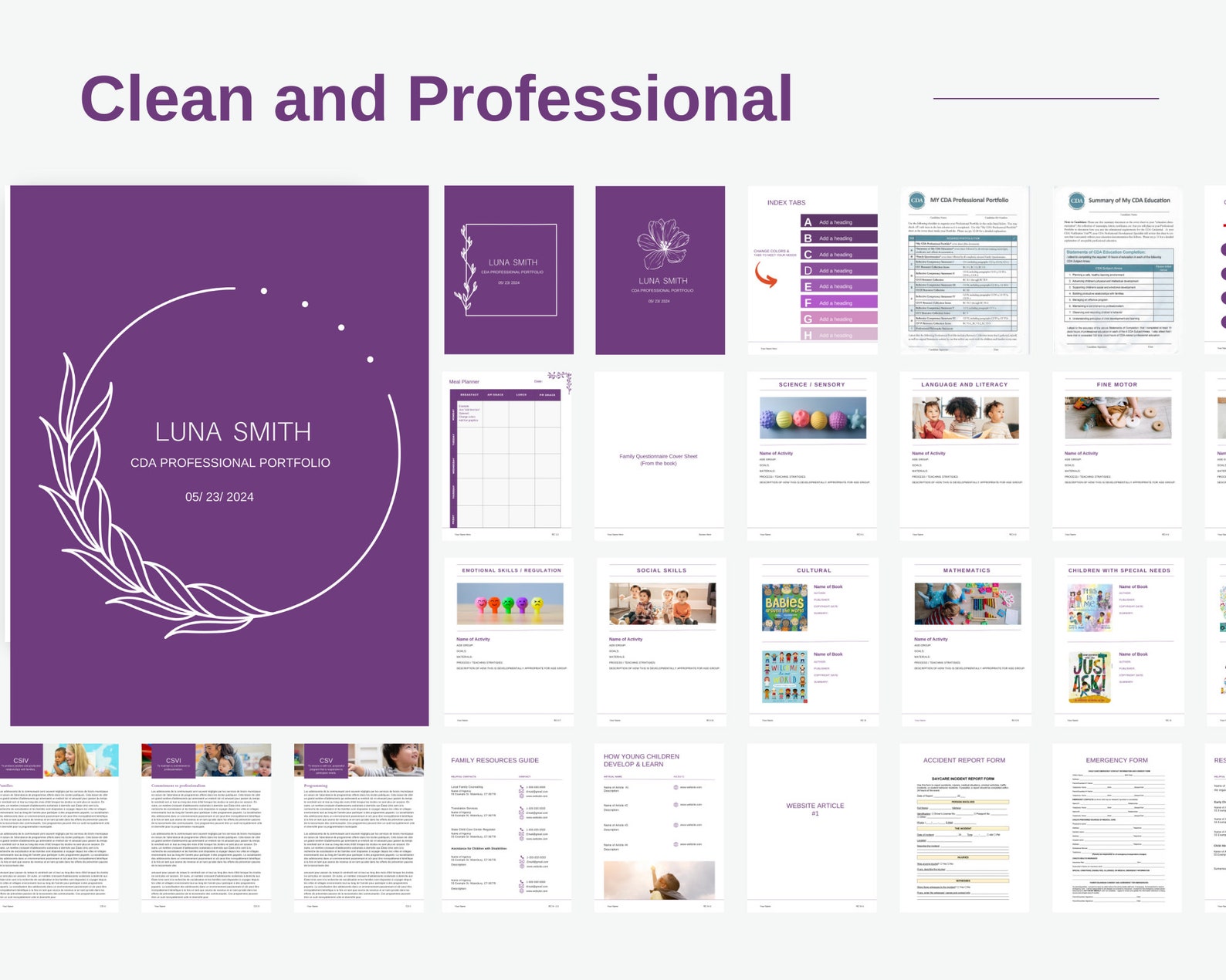 CDA Professional Portfolio Template, Canva Template, Child Development ...