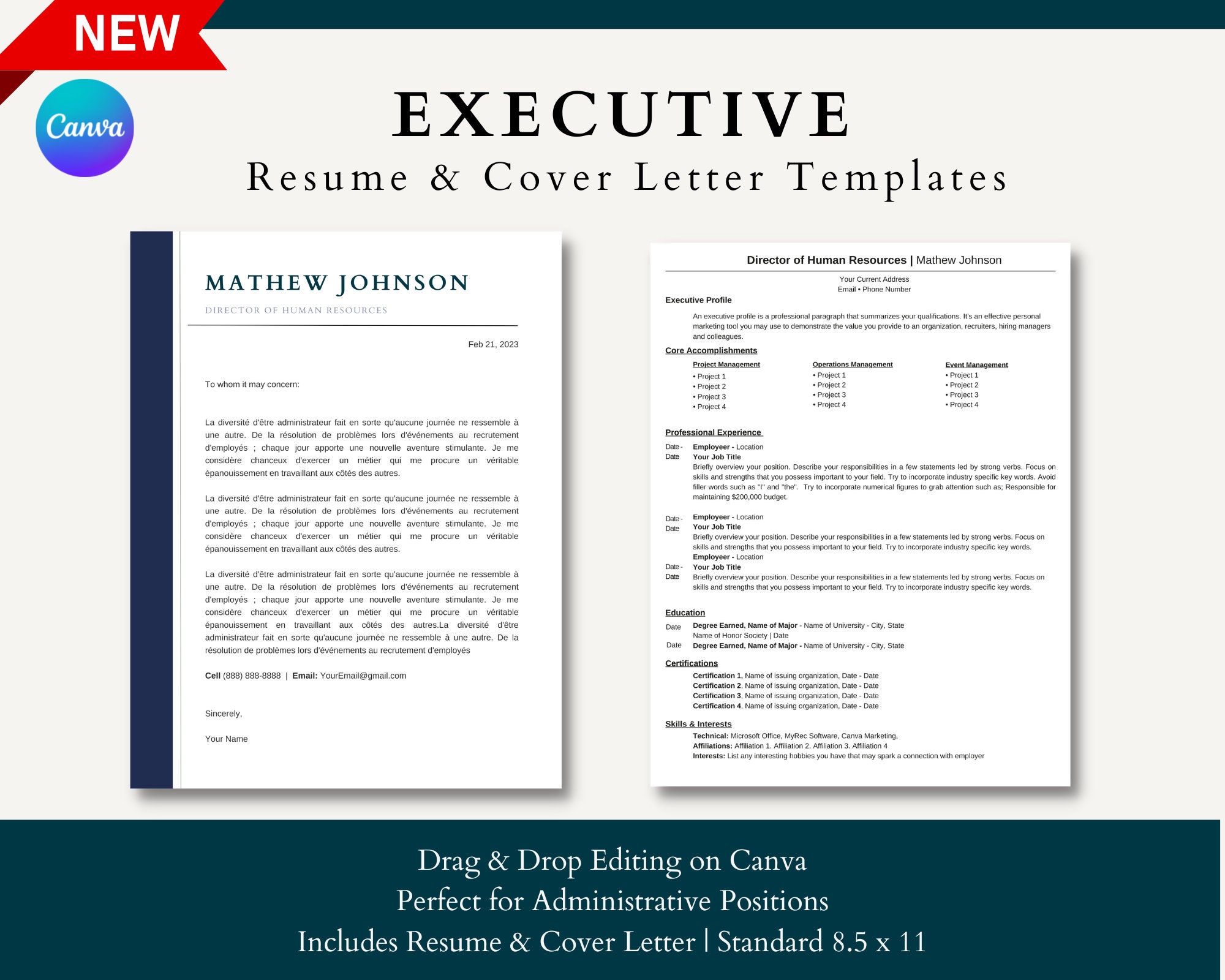 Executive Resume and Cover Letter, Professional Resume, Professional ...