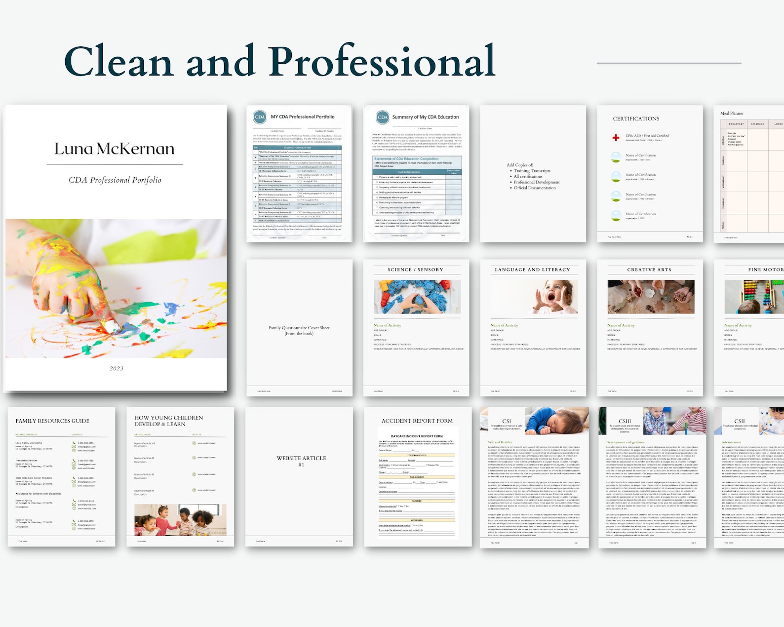 CDA Professional Portfolio Template, Canva Template, Child Development ...