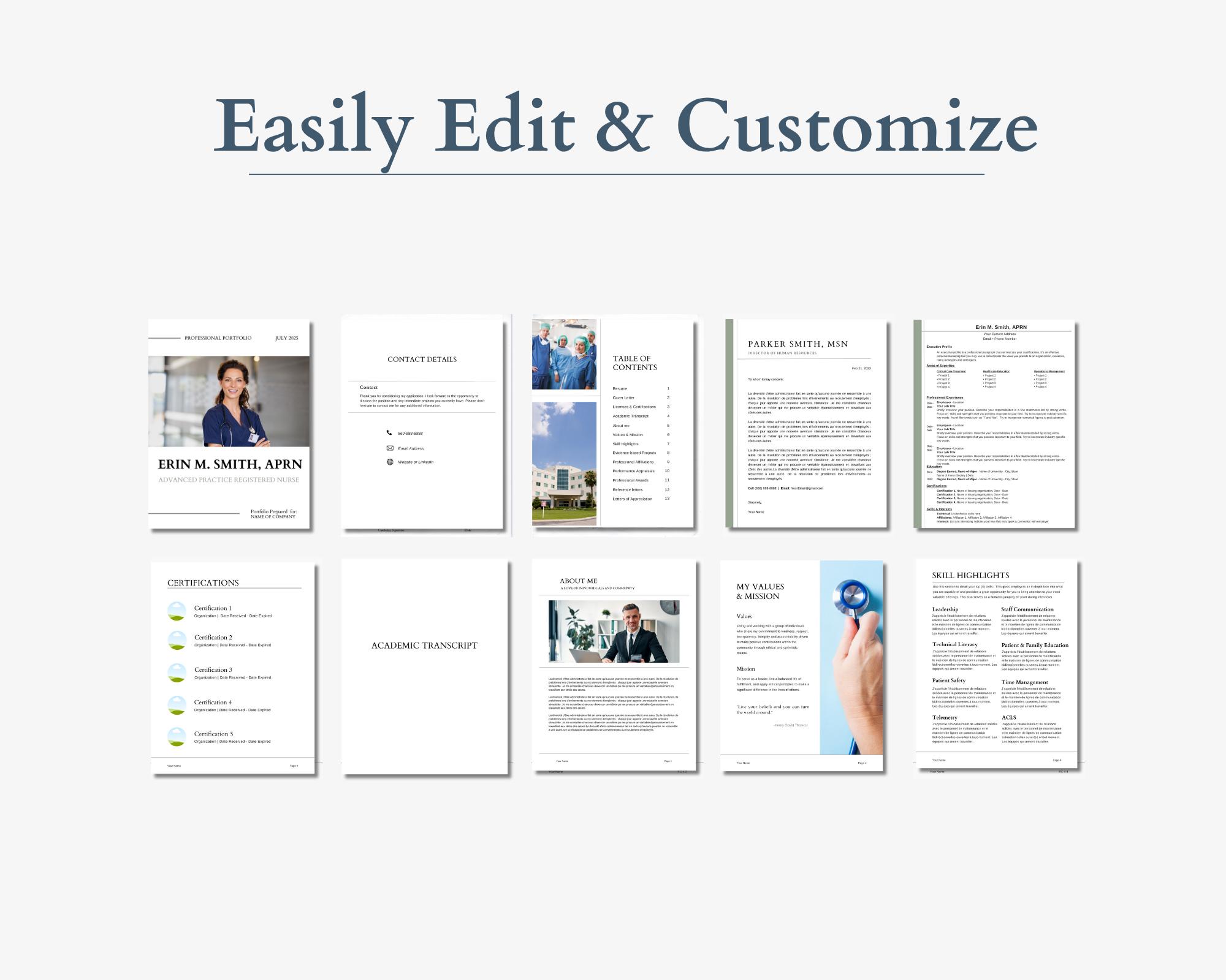 APRN Nursing Portfolio Template, Nursing Professional Portfolio, Nurse ...
