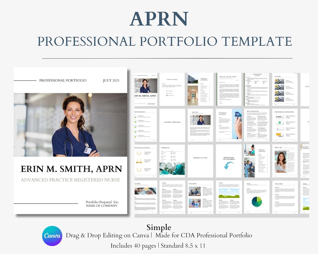 APRN Nursing Portfolio Template, Nursing Professional Portfolio, Nurse ...