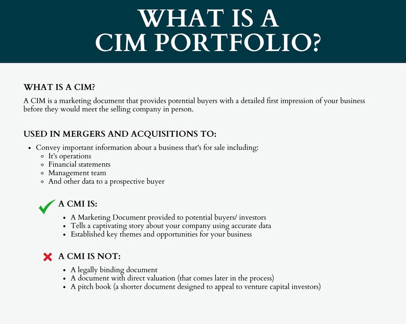 CIM Portfolio Template, Confidential Information Memorandum, CIM, CIM ...