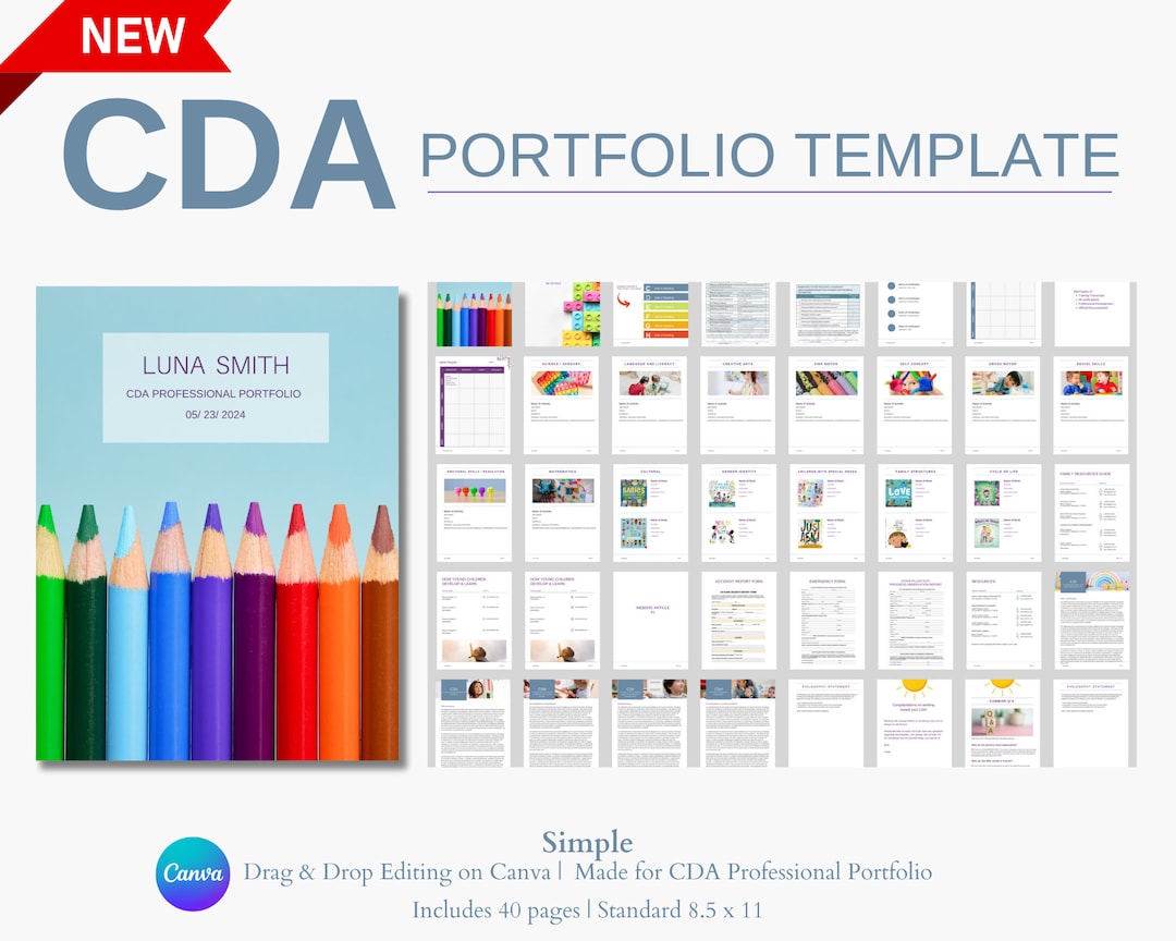 CDA Professional Portfolio Template, Canva Template, Child Development ...