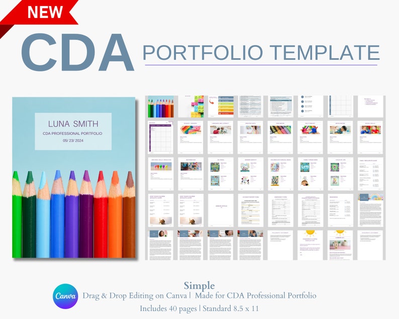 CDA Professional Portfolio Template, Canva Template, Child Development ...