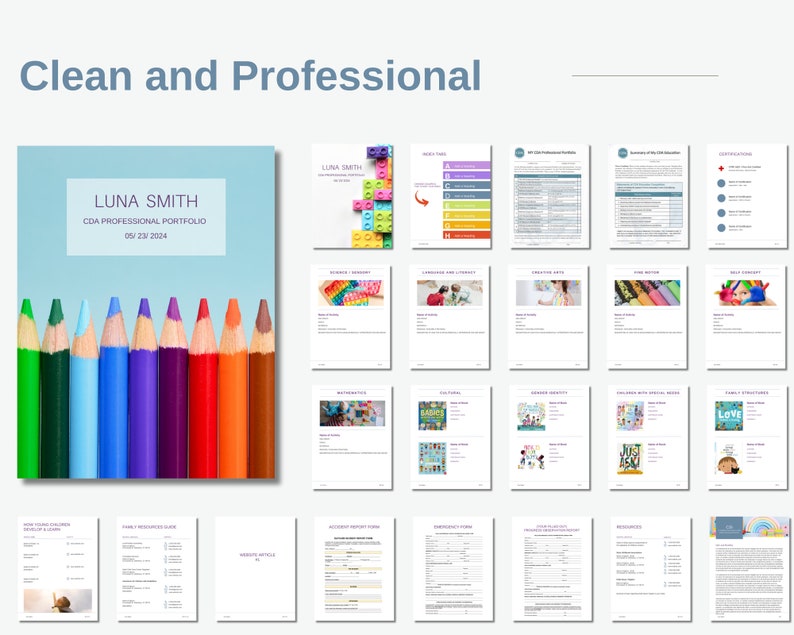 CDA Professional Portfolio Template, Canva Template, Child Development ...