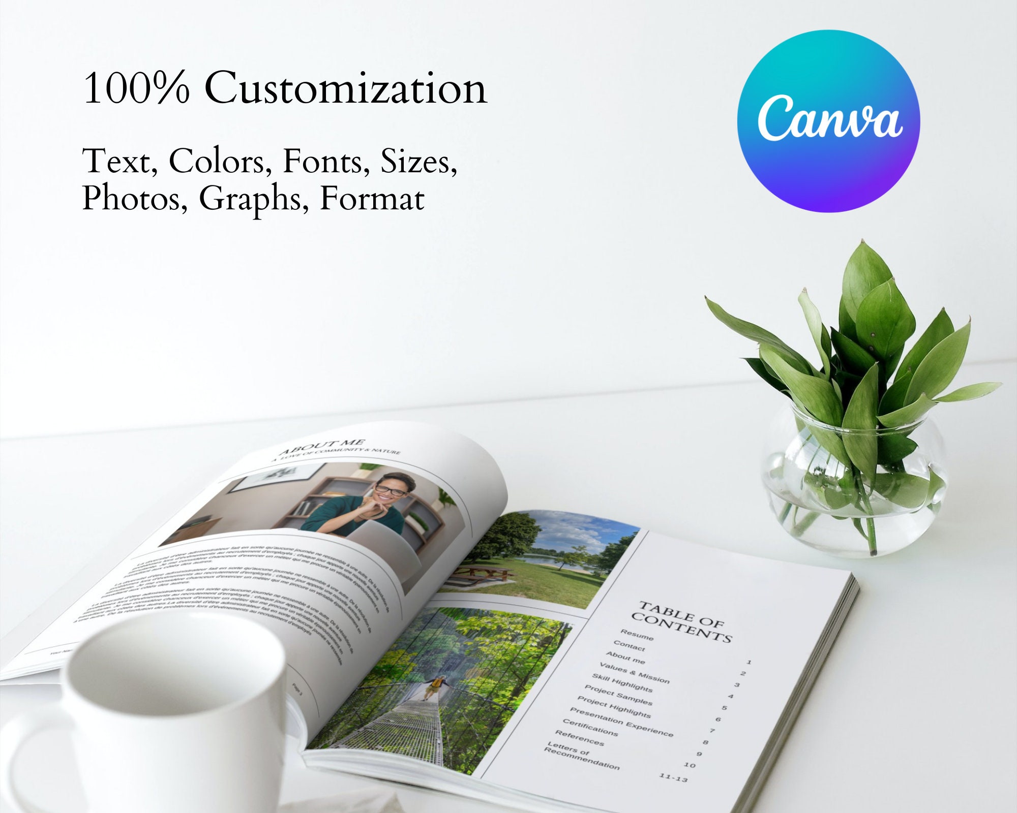 Professional Portfolio Template Canva, Professional Resume and Cover ...