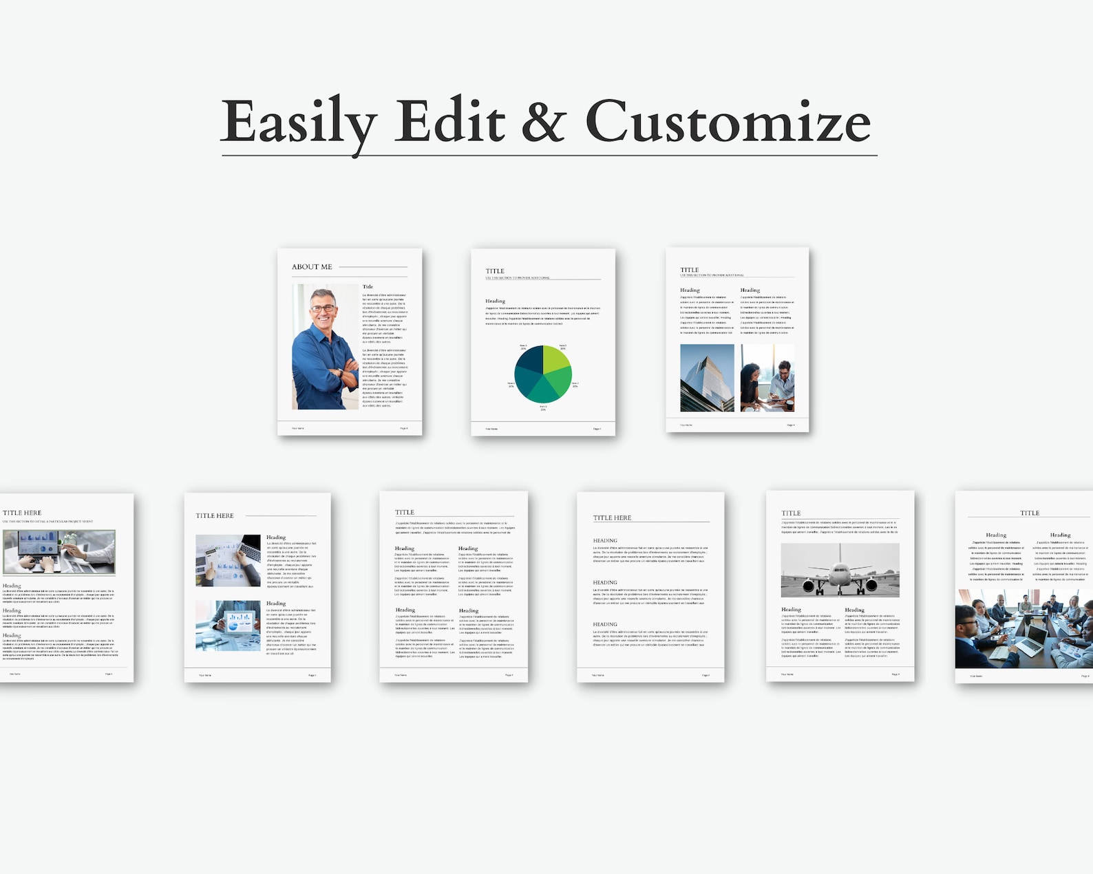 Corporate Portfolio Template Canva, Professional Resume and Cover ...