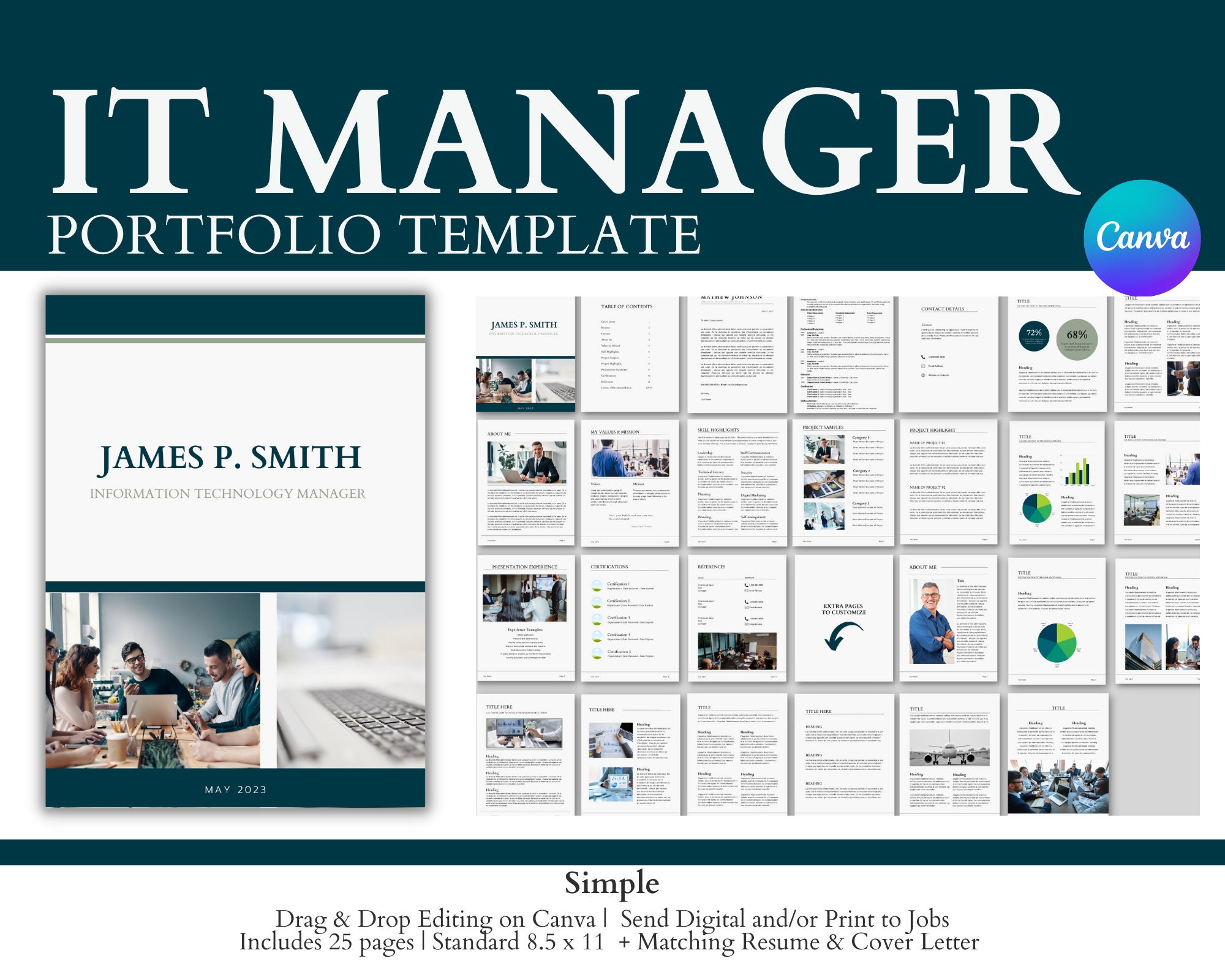 IT Manager Professional Portfolio Template, Canva Portfolio, Tech Jobs ...