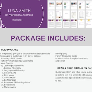 CDA Professional Portfolio Template, Canva Template, Child Development ...