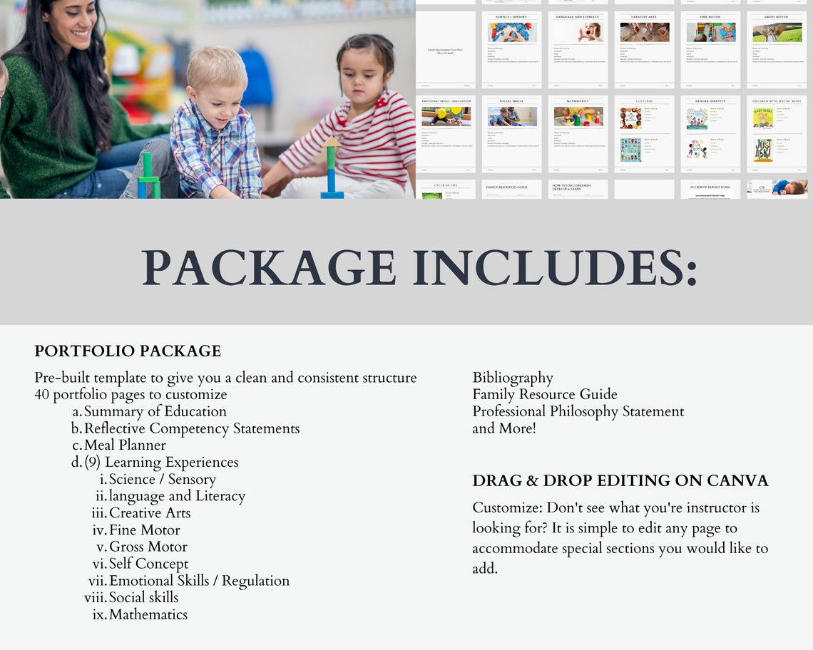 CDA Professional Portfolio Template, Canva Template, Child Development ...