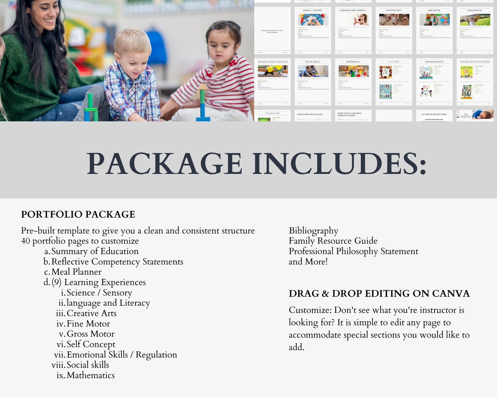 CDA Professional Portfolio Template, Canva Template, Child Development ...