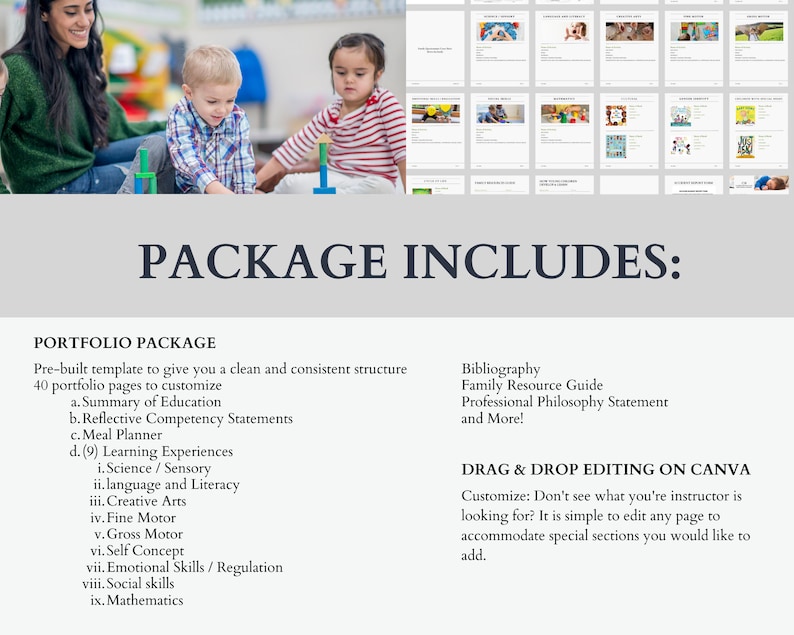 CDA Professional Portfolio Template, Canva Template, Child Development ...