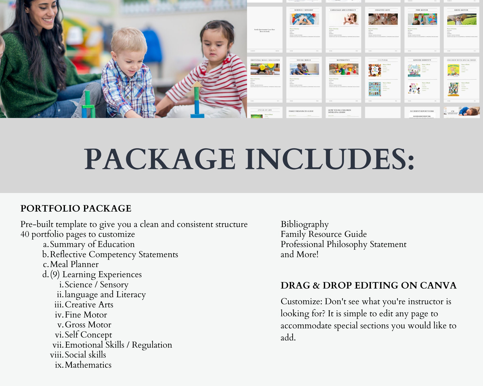 CDA Professional Portfolio Template, Canva Template, Child Development ...
