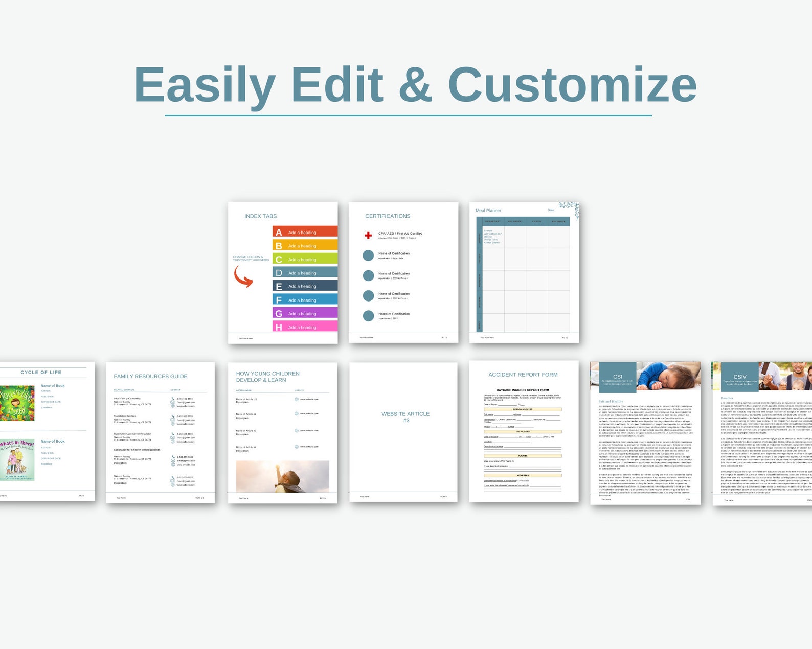 CDA Portfolio Template, CDA Portfolio, Teaching Portfolio, Early ...