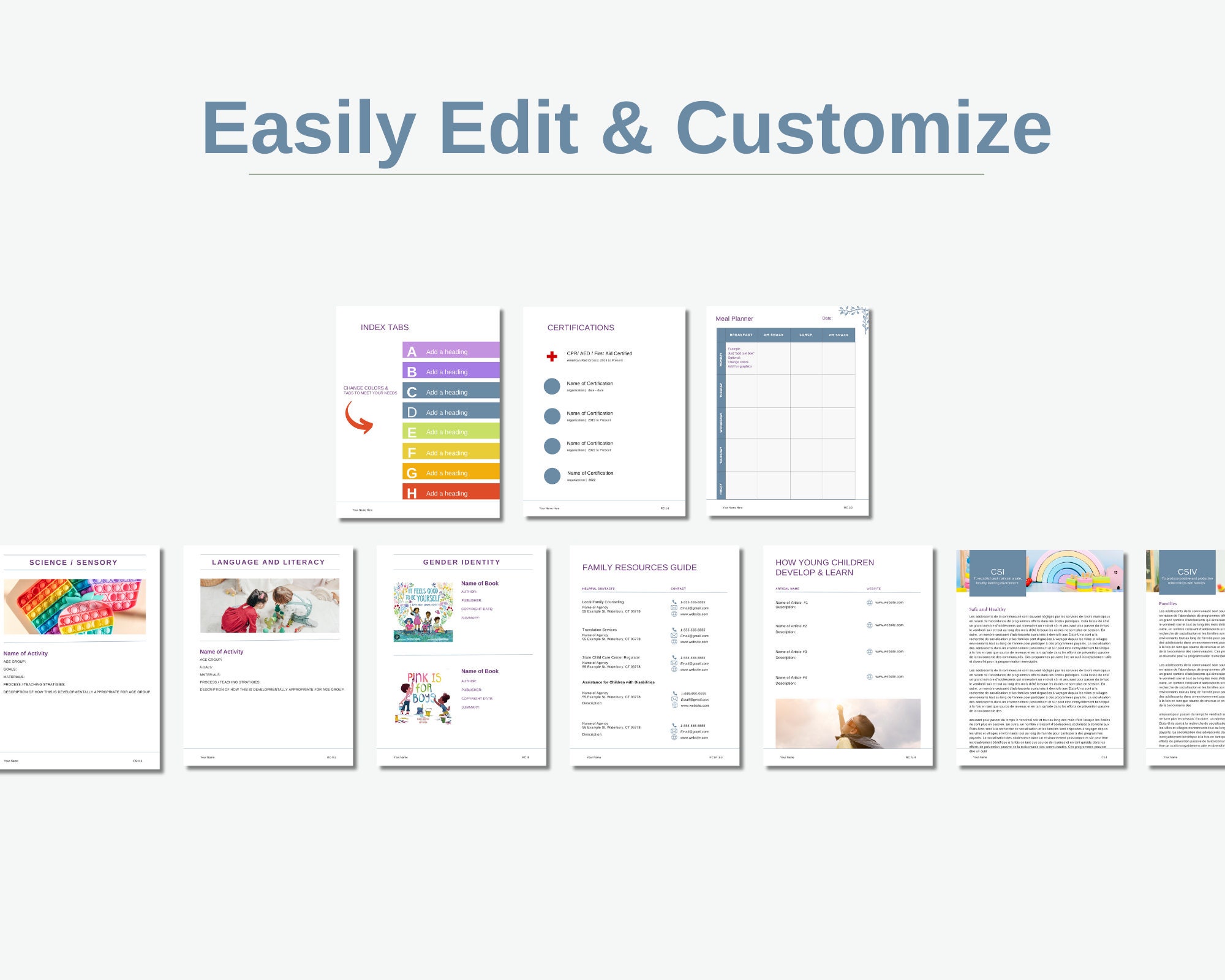 CDA Professional Portfolio Template, Canva Template, Child Development ...