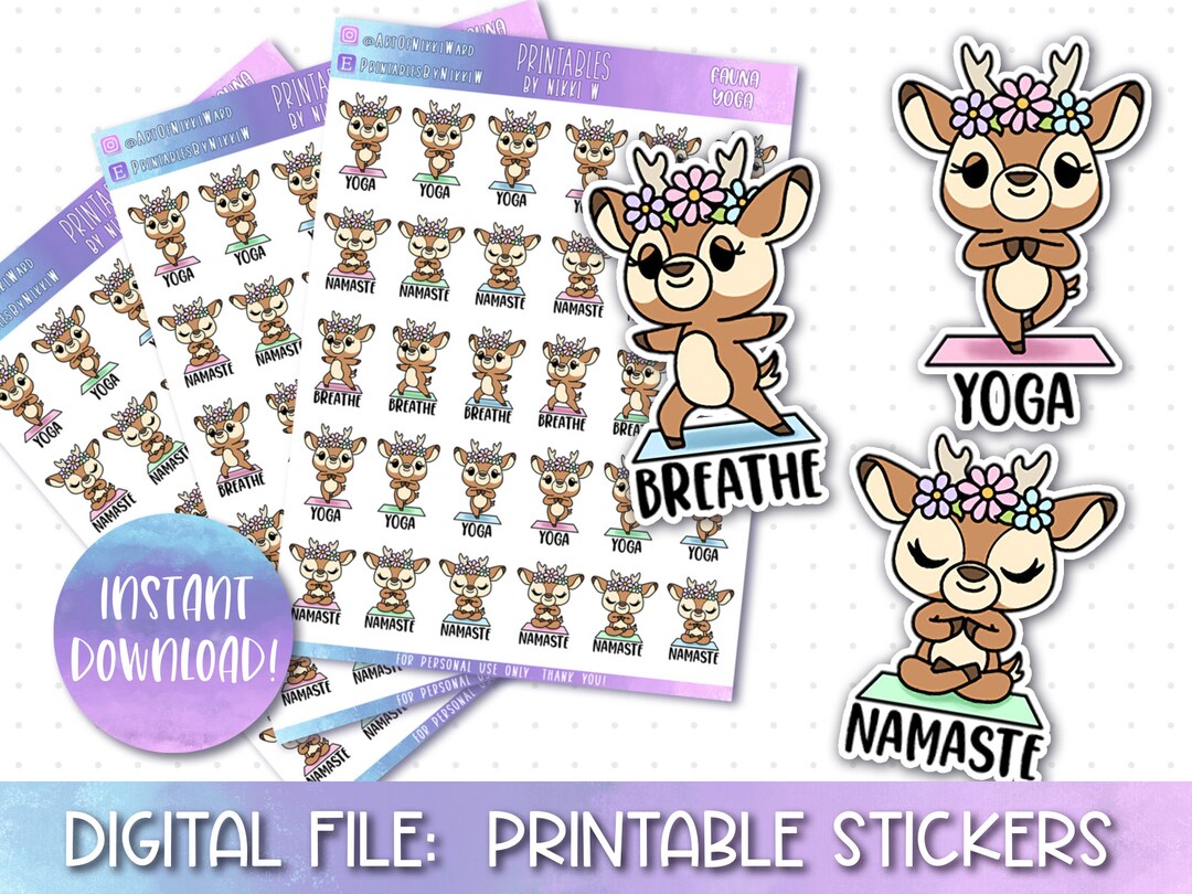 Printable Planner Stickers, Yoga, Cricut, Silhouette, Cut Files, Erin ...