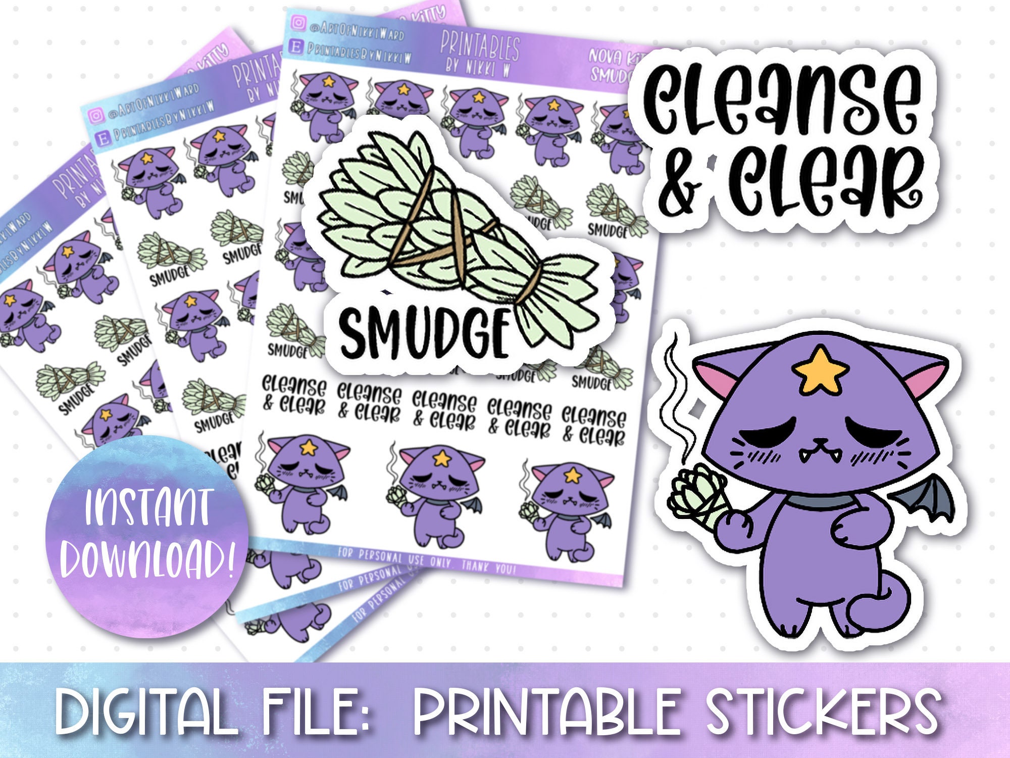 Printable Planner Stickers, Smudging, Sage, Witchy, Pagan, Cricut ...