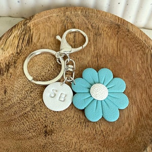 Personalised Name Aqua Flower Keychain Handmade Polymer Clay Keychain y ...