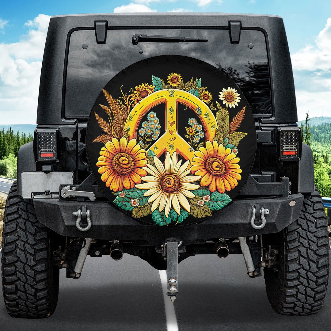 Sunflower Spare Tire Cover Peace Sign Wheel Cover Durable Tire - Etsy