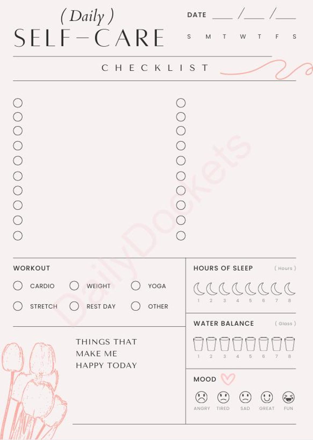 Daily Self Care and Habit Tracker - Etsy