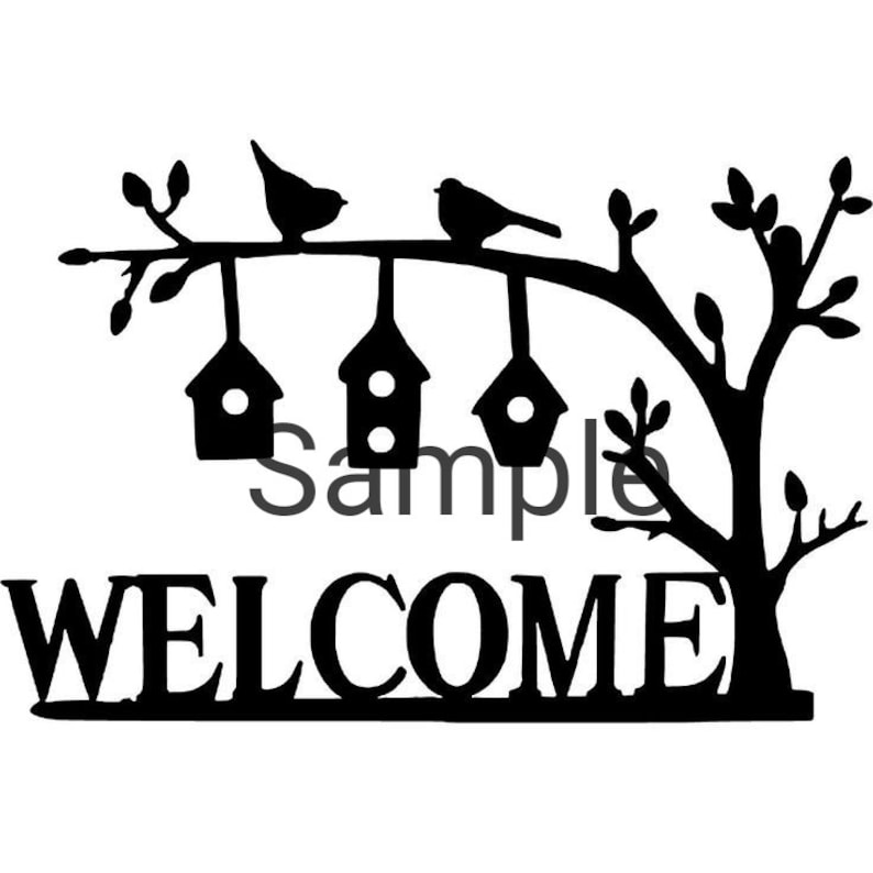 Welcome, Birds on a Tree, Silhouette, Svg, Jpg, Dxf and Png - Etsy
