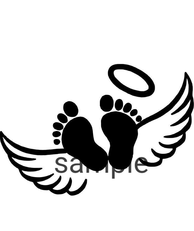 Baby Feet Angel Wings Silhouette Svg, Jpg, Dxf and Png Files - Etsy
