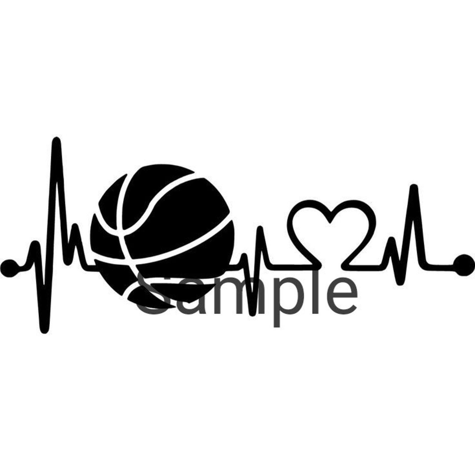 Basketball Heartbeat Silhouette Svg Jpg Dxf and Png - Etsy