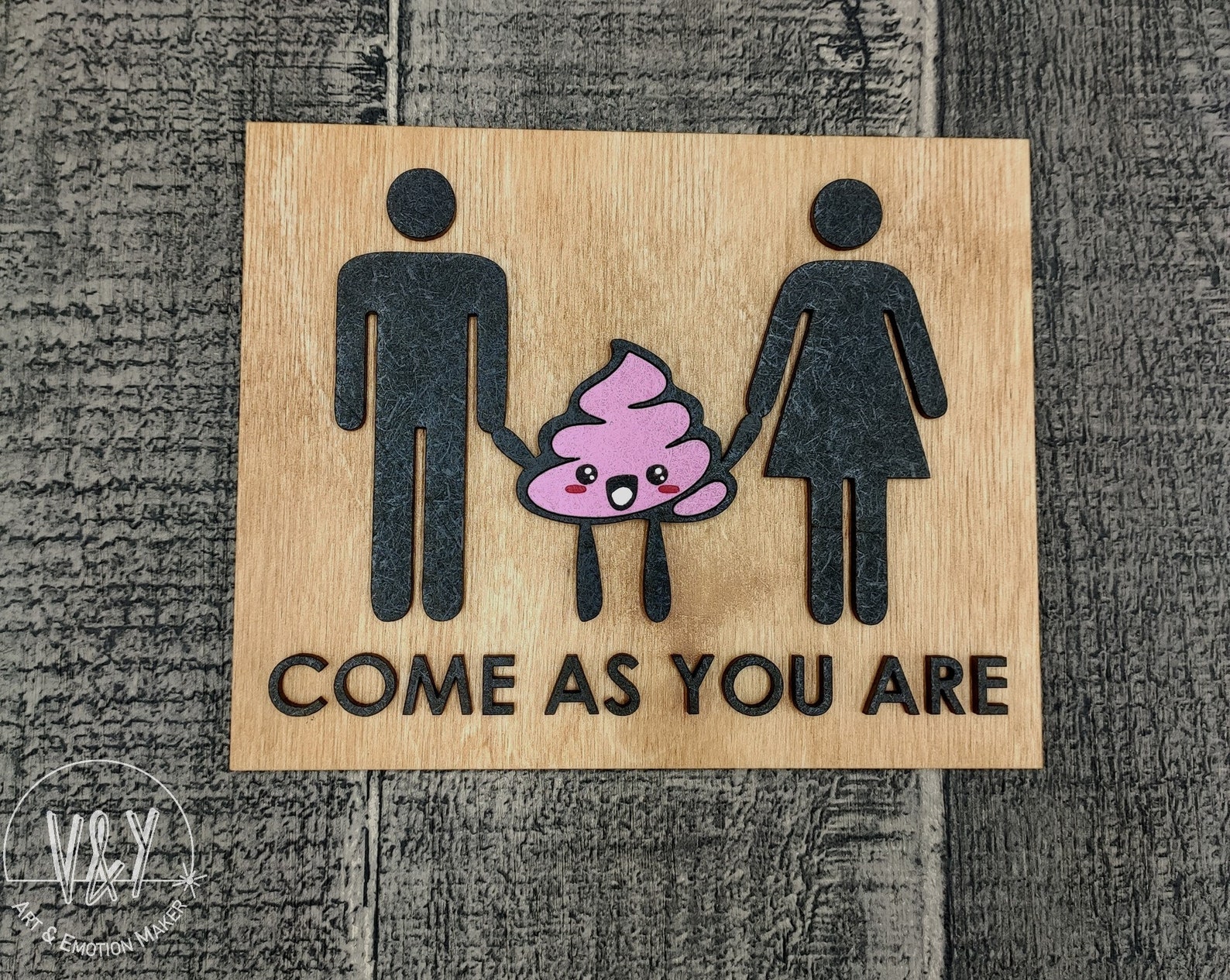Toilet Signage Toilet Sign WC Signs Fun WC Door Sign Laser Cutting File ...