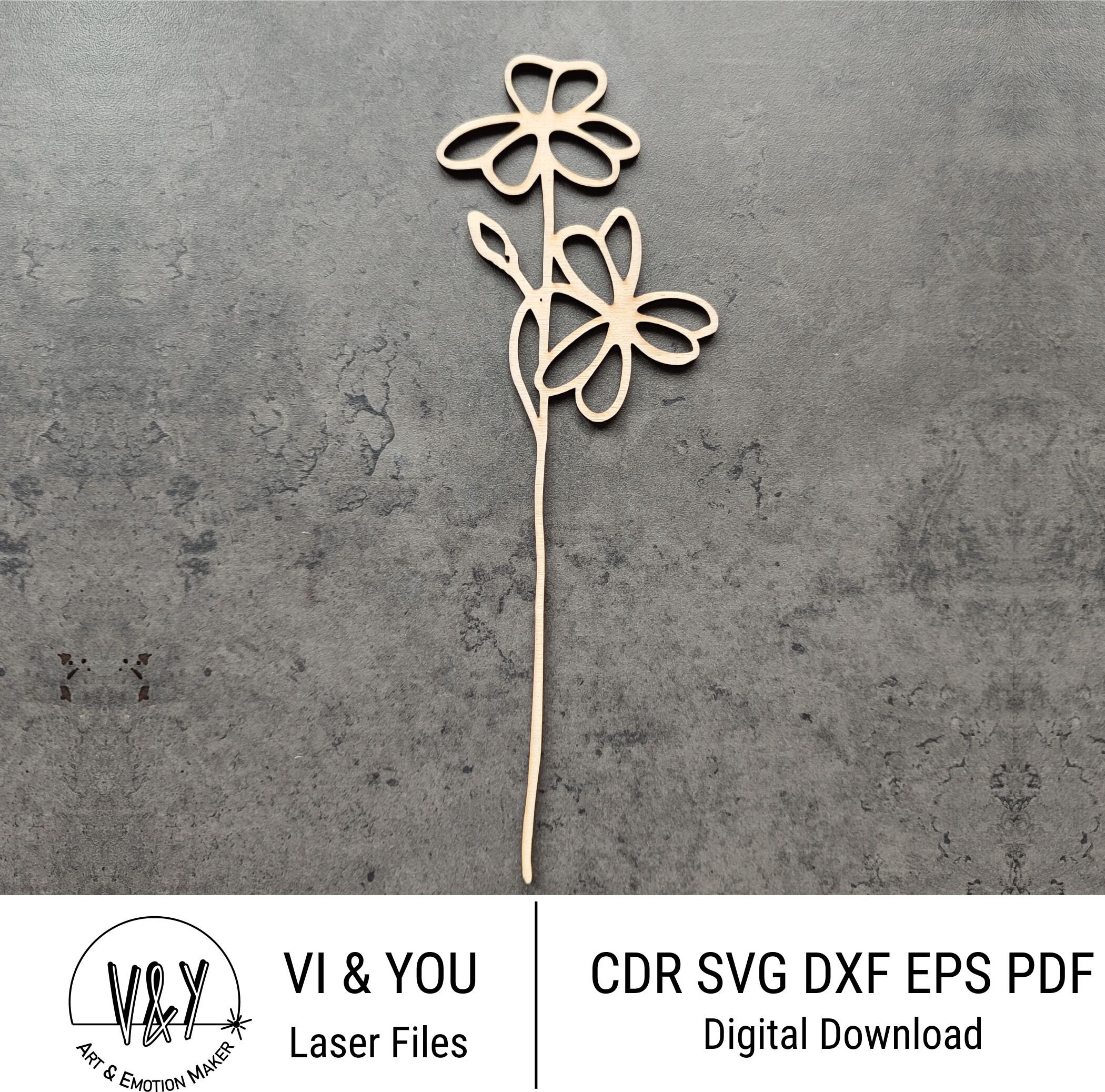 Wooden Flower Laser Cut Flowers File for Laser Cutting, Digital ...