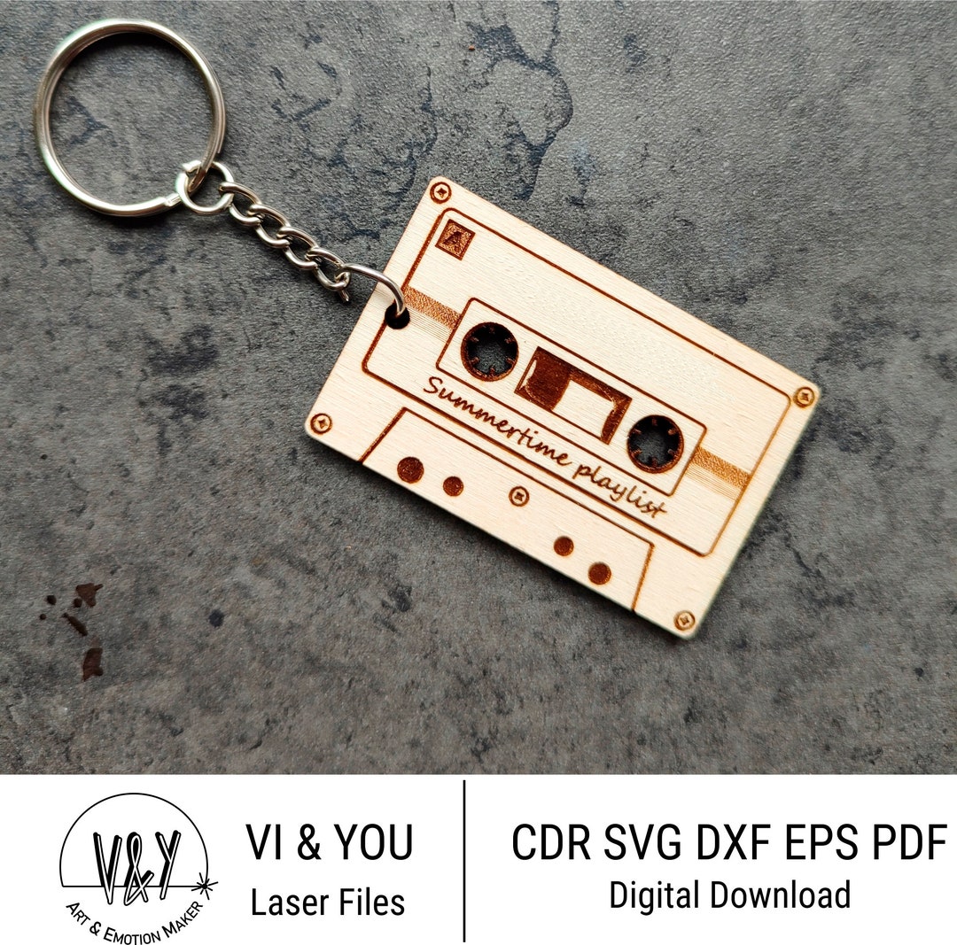 Audio Cassette Keychain Svg, Audio Tape Key Ring Svg, Key Chain Svg ...